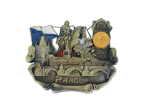 Souvenir Magnet metal Czech Republic Prague astronomical clock Charles ...