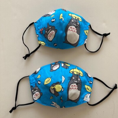 2 Totoro Cotton Masks Adult & Child Reuseable 3 Layers Cloth Filter ...