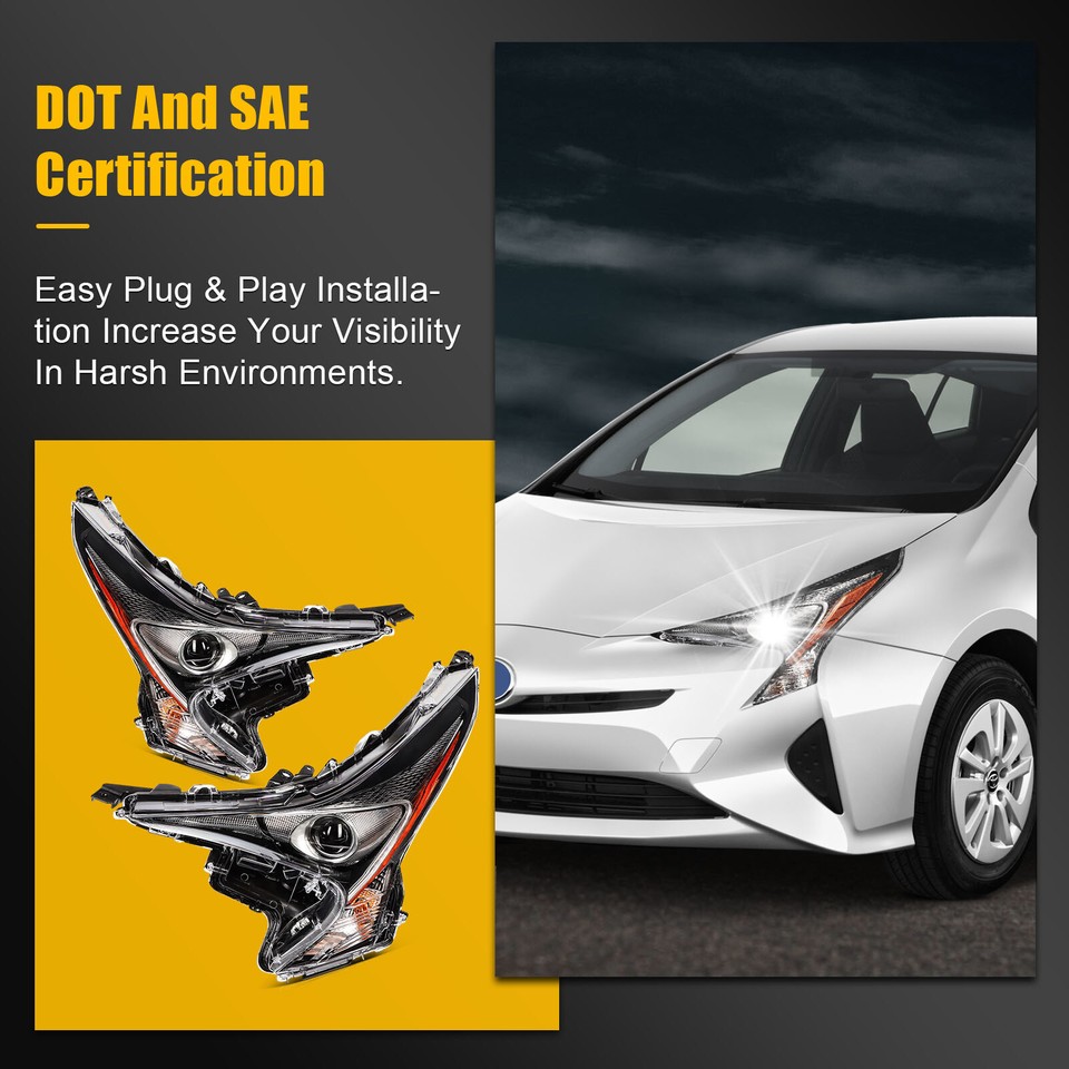 Headlight Assembly For 2016 2017 2018 Toyota Prius LED DRL Type Left ...