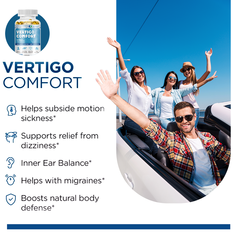 Vertigo Relief 120 Capsules - Dizziness Relief, Drowsy Motion Sickness ...