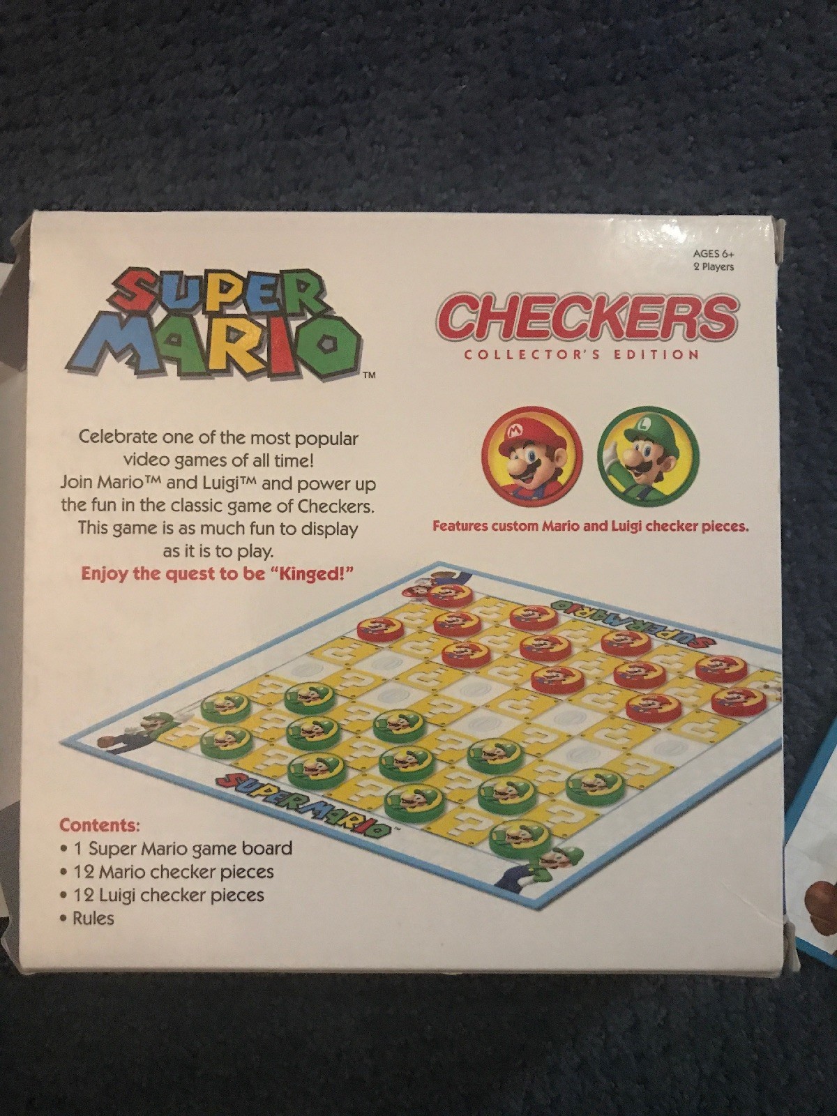 Super Mario Brothers Checkers Collector's Edition Game USAopoly Luigi ...