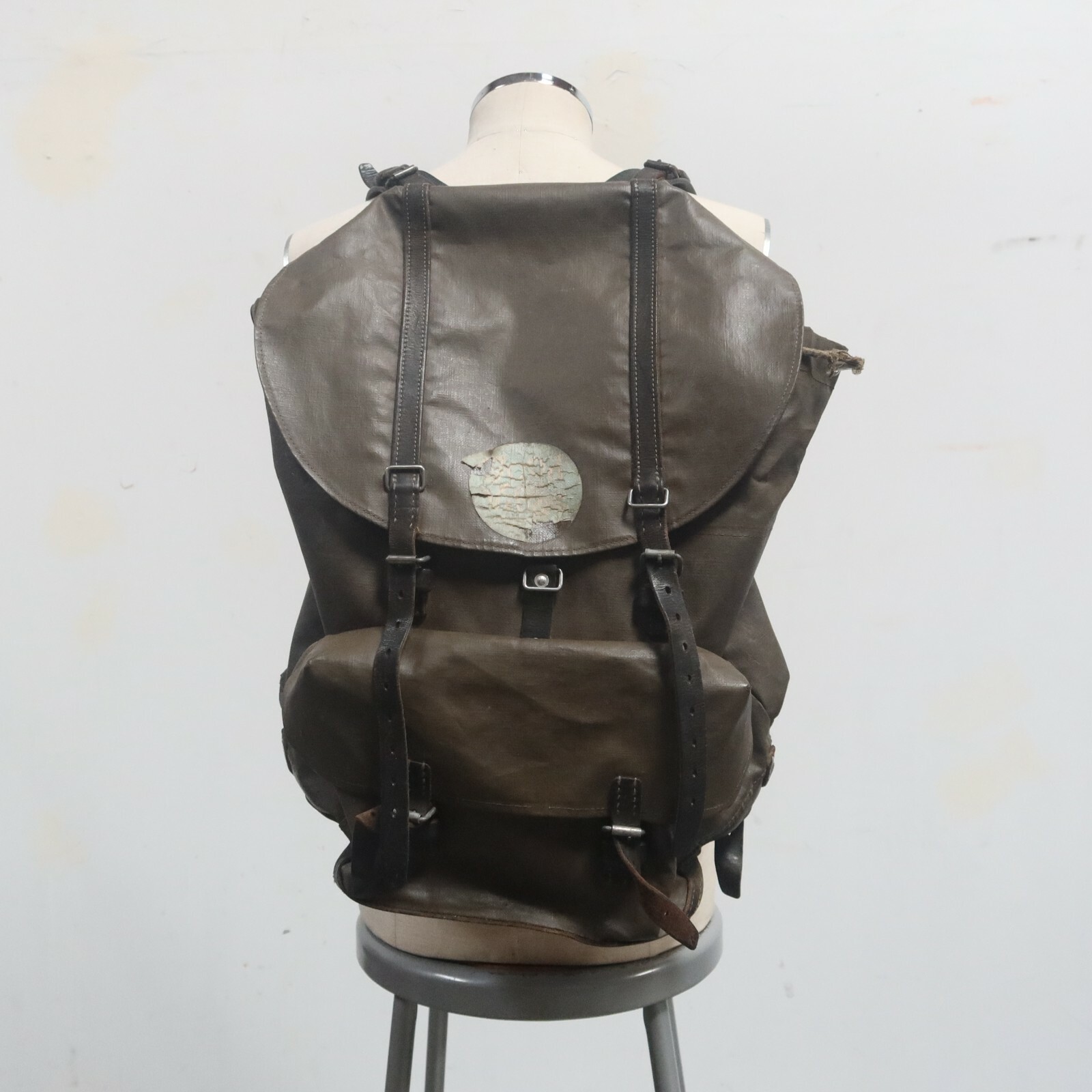 Vintage Military Leather Rucksack Backpack 60s Water … - Gem