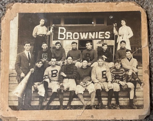 c. 1900 Cabinet Photograph “Brownies” Football Team With Banner and Megaphone | eBay