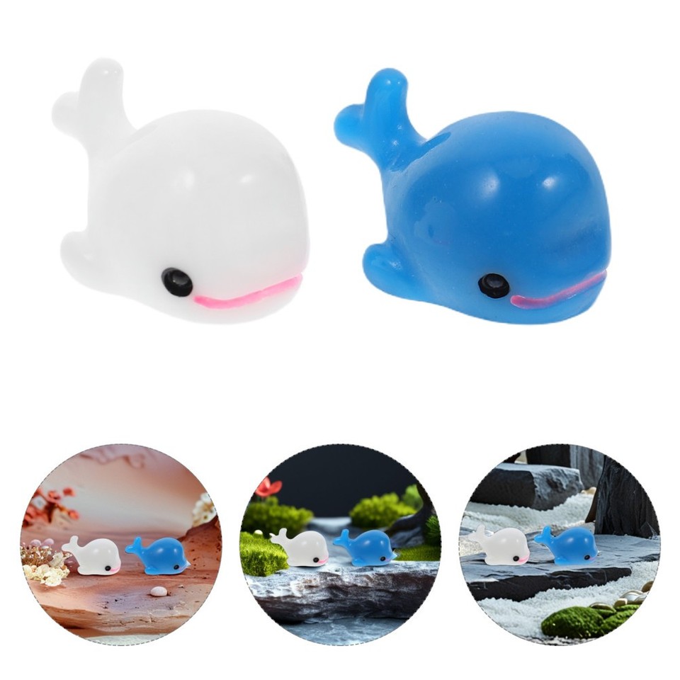 2 PCS Dolphin Figurine Miniature Resin Dolphins Marine Animal ...