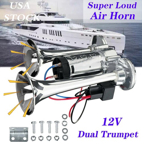 1000DB 12V Electric Trains Horns Air Train Horn Kit for Truck Car Super ...