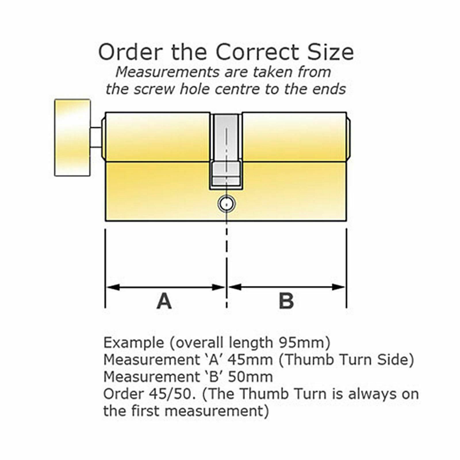Thumb Turn Cylinder Euro Barrel Door Lock UPVC Anti Drill BS EN 1303 ...