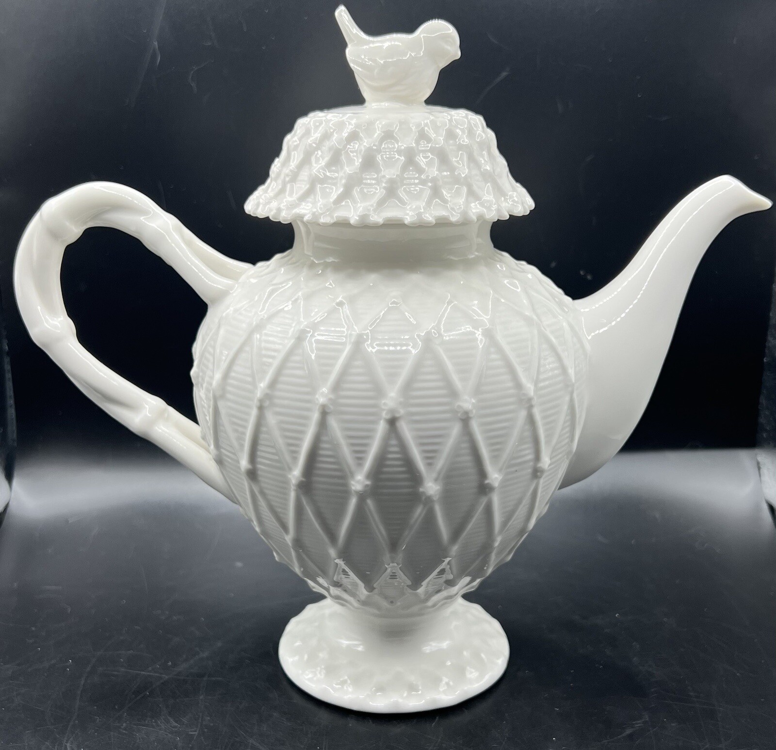 GRACE TEA-WARE WHITE PORCELAIN BIRD TOP TEAPOT LATTICE DESIGN CHINA | eBay