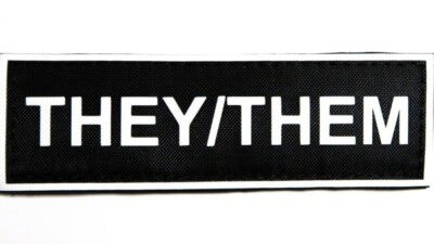 THEY/THEM Patches for Dog Harness or Collar, 5"x1.5", Hook-Side Backing ...