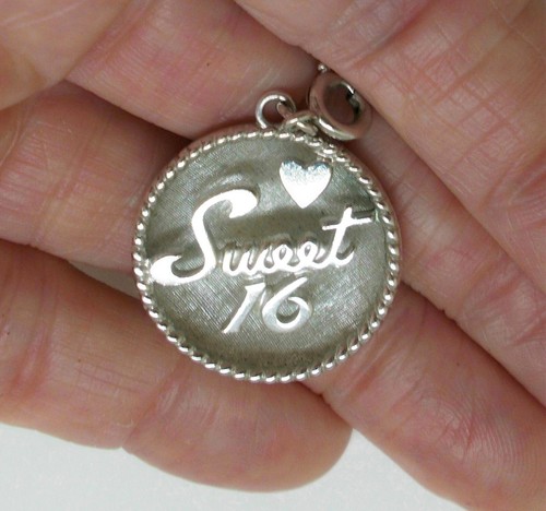 VINTAGE MONET~SWEET 16 sixteen SHADOW BOX~SILVER TONE Clip On CHARM or ...