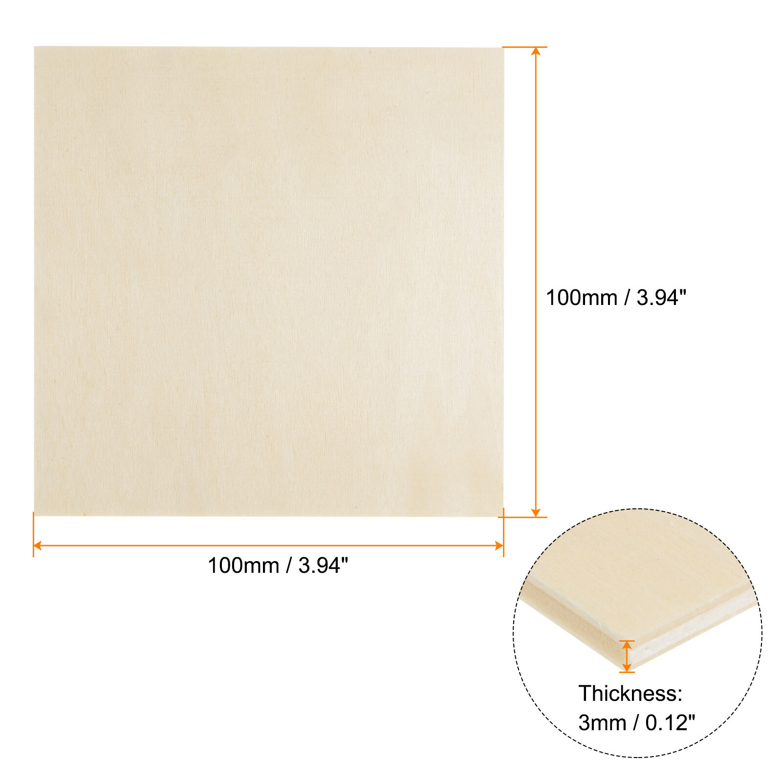 5pcs Unfinished Wood Square Cutouts, 4" Squares Wood Slices, 0.12 ...