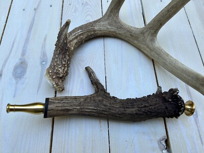 Large Antler Black Powder Flask With Pouring Spout, And Brass Stopper ...