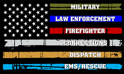 Thin Blue Line, Police, Fire, Military, Dispatch Rescue Exterior Flag ...