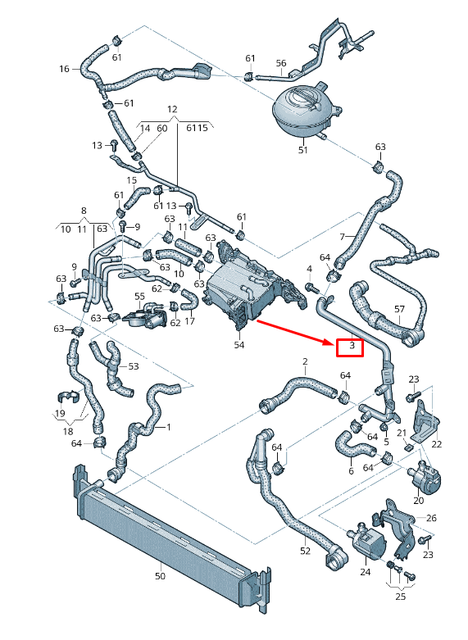 VW Golf Mk7 GTD 2.0 TDI Cuna Diesel Water Coolant Hose Pipe 5Q0121070AH ...