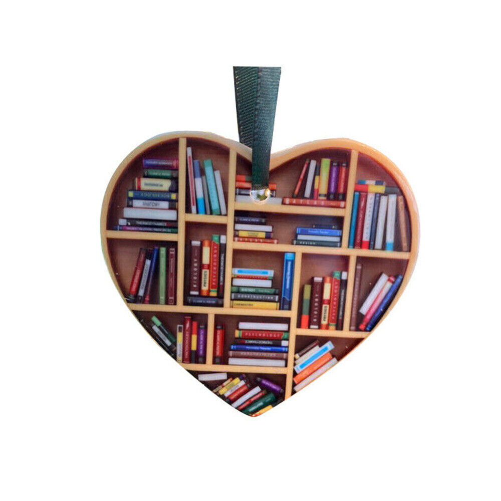 Heart-Shaped Bookshelf Book Lovers Hanging Pendant Ornament Christmas ...