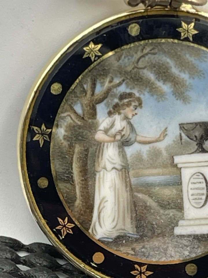 Antique Victorian 14k Gold Hand Painted Mourning Portrait Monument ...