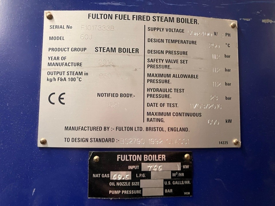 2016 manufactured - Fulton Vertical Steam Boiler - model 60J - fully ...