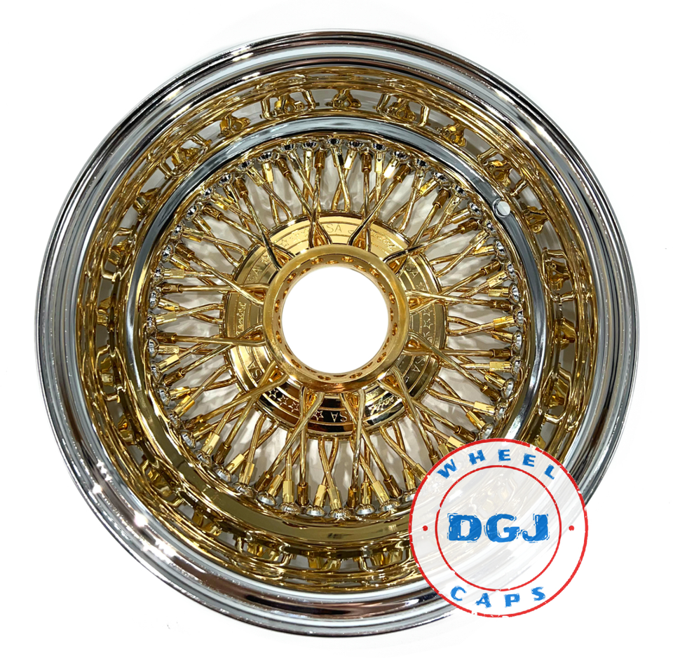 13x7 Zenith Style Rev 72 Spokes Cross Lace Center Gold Lowrider Wire ...