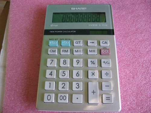 Sharp Calculator ELSI MATE EL-334M 10 Digit Twin Power Solar Desk Basic ...
