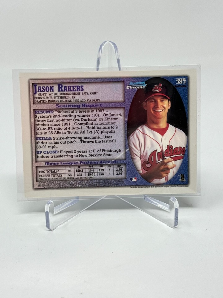 1998 Bowman Chrome Baseball Jason Rakers Refractor Rookie RC Card #389 ...