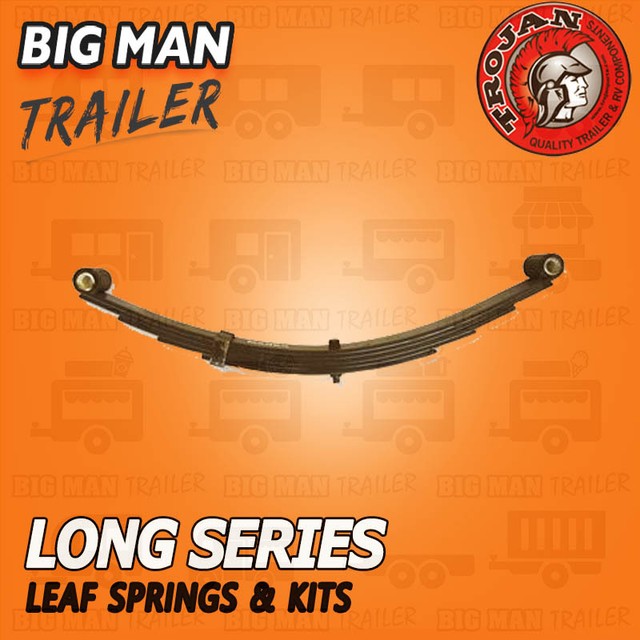 TROJAN TRAILER 6 LEAF SLIPPER SPRINGS DOUBLE EYE BLACK 1750KG 260060 X1 ...