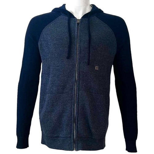 EXPRESS Jacket Mens Size Medium Blue Knit Full Zip-Up Hoodie 12421664| eBay