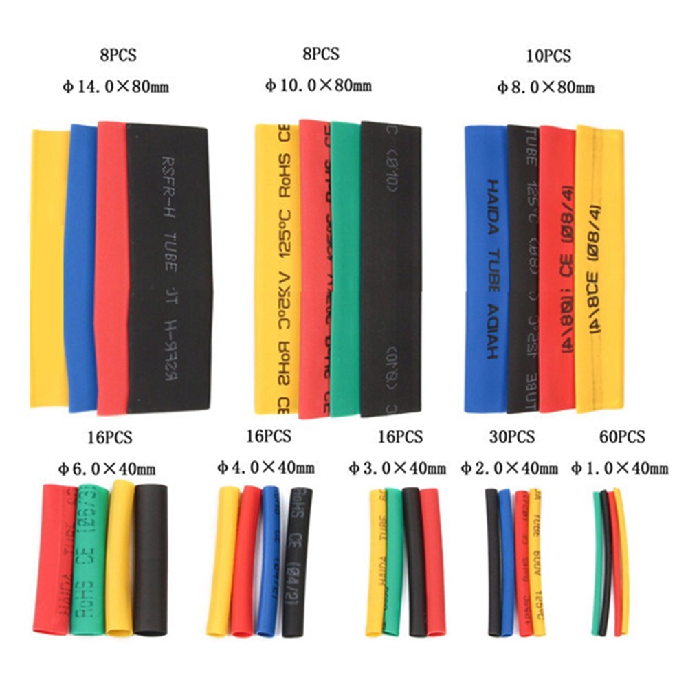 164pcs Kit Heat Sleeve Assortment Tubing Cable Tube Shrink Wrap Wire ...