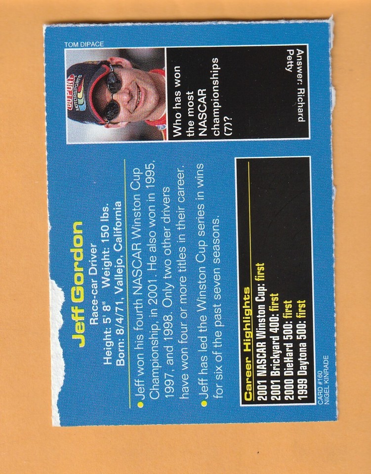 Jeff Gordon 2002 Sports Illustrated for Kids #160 Nascar 7V | eBay UK