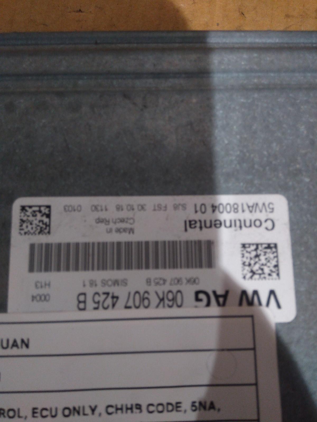 VOLKSWAGEN TIGUAN ECU ENGINE ECU, 2.0, PETROL, ECU ONLY, CHHB CODE, 5NA ...