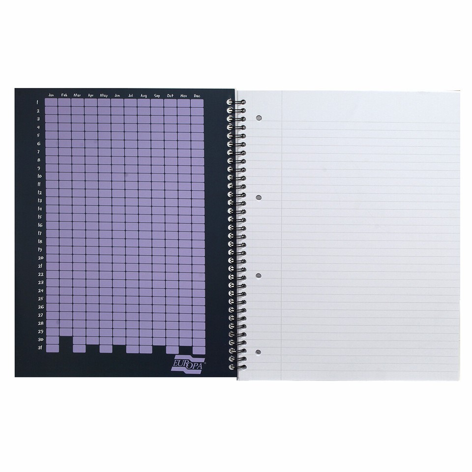 Europa A4+ Notepad 160 Pages Purple Wire bounded Notebook with Month ...