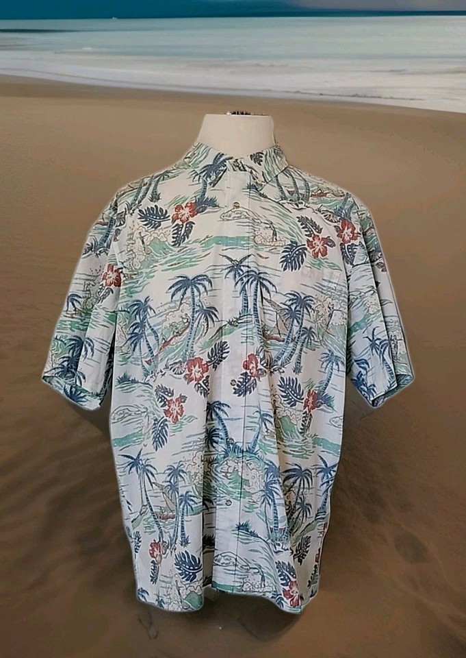Vtg REYN SPOONER Hawaiian Tropical Shirt Men's 2XL Classic Fit Aloha ...