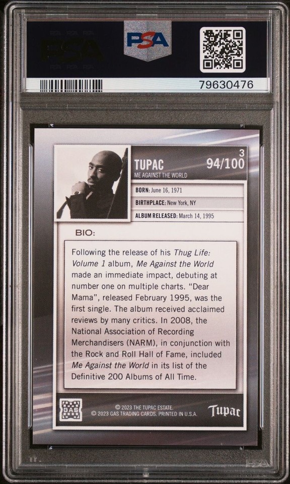 2023 GAS Trading Cards Tupac Shakur 3 Cracked Ice Facsimile Signature ...