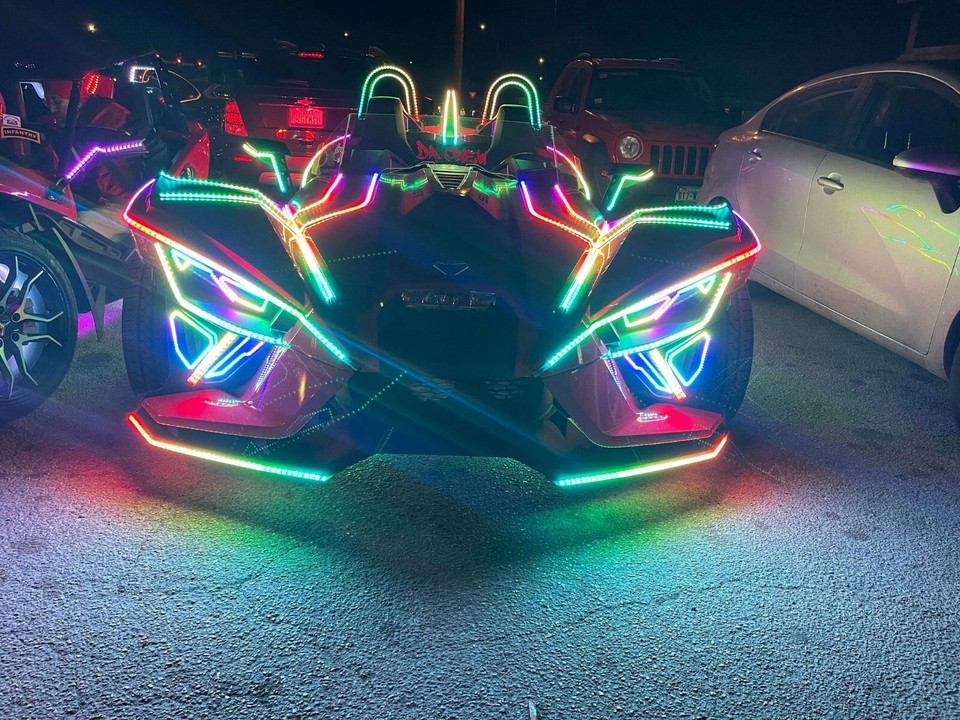 Blackout Tinted LED Smoked CHASING Strip Light Slingshot Spyder Ryker ...