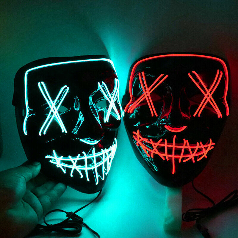 Halloween Clubbing Light Up LED Mask Costume Rave Cosplay Party Purge 3 ...