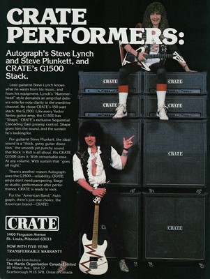 Autograph Steve Lynch & Steve Plunkett Crate Amps 1986 Promo Ad 8x11 ...