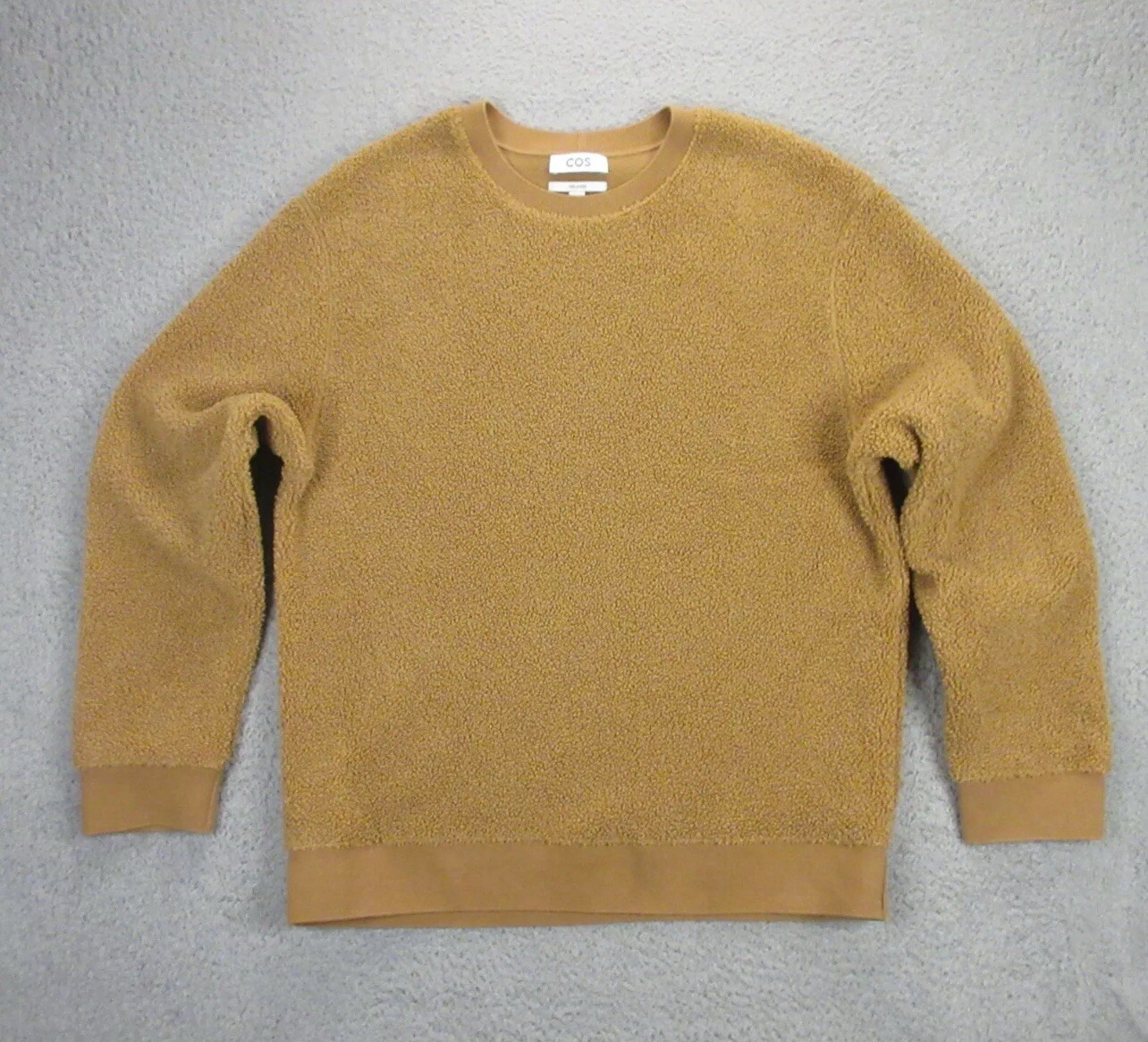 COS Mens Teddy Fleece Sweatshirt size L Relaxed Fit Sherpa Deep Pile ...