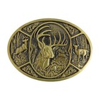 Men's Deer Belt Buckle Bucks Hunter Antique Bronze Tone Western Fits 1. ...
