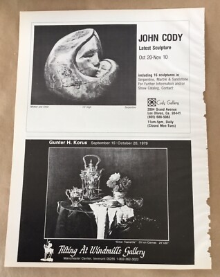 John Cody & Gunter Korus gallery exhibition print ad 1979 orig vintage ...