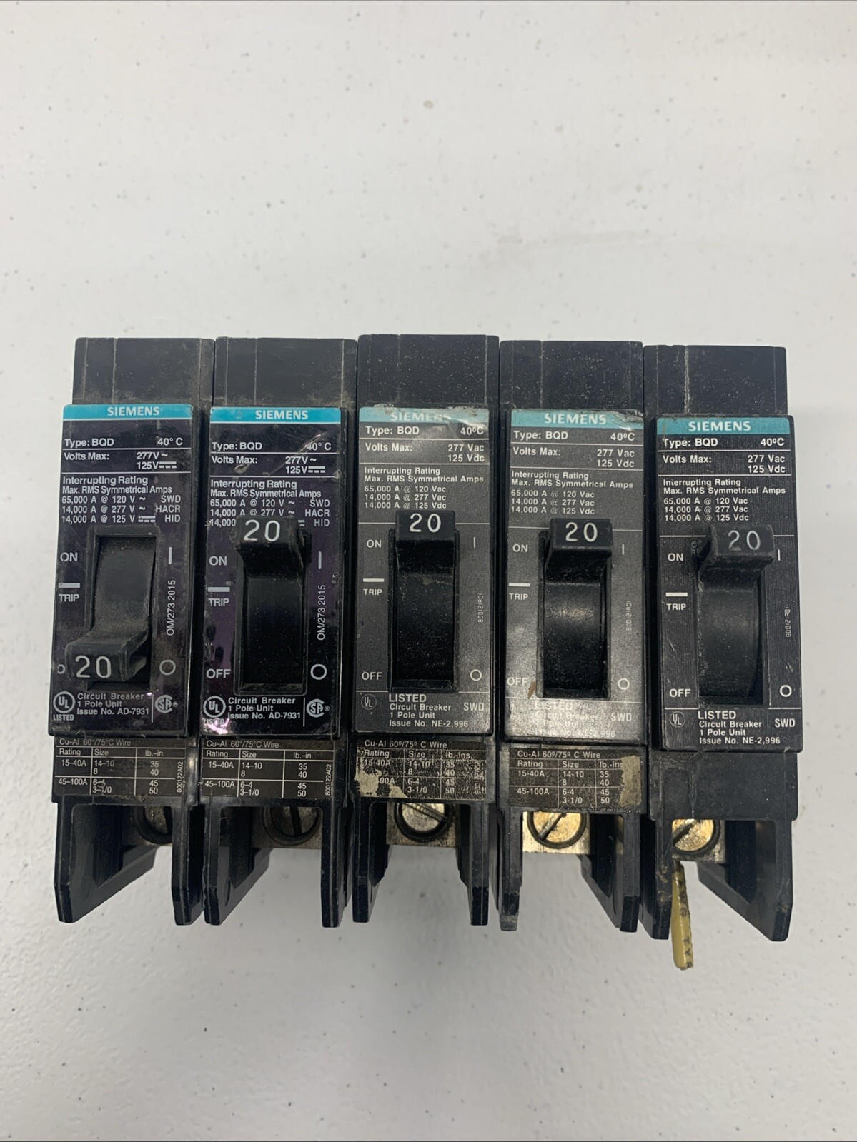 Siemens BQD120 20A single pole 480V Circuit Breaker | eBay