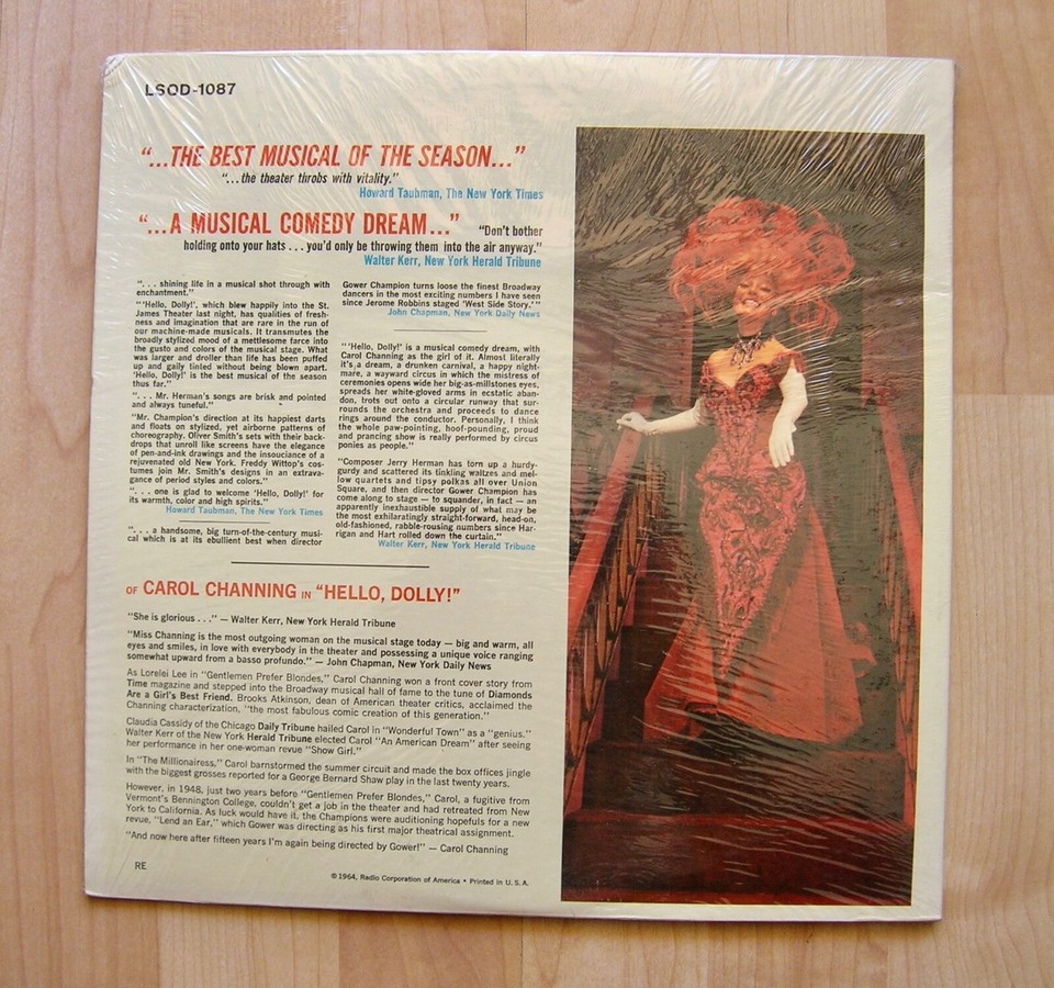 HELLO DOLLY soundtrack Carol Channing RCA LSOD 1087 orig 1964 SEALED | eBay