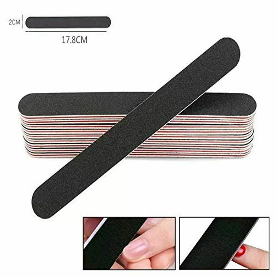 7 PCS Professional Black Nail Files Emory Board for Salon | eBay