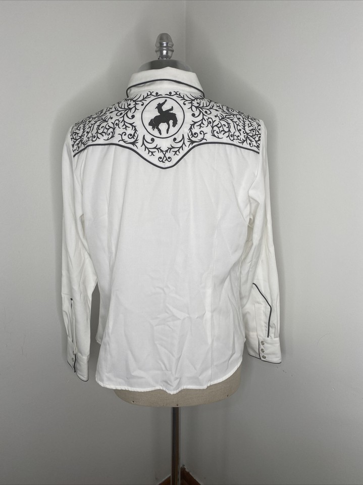 Vintage Roper Denver Men Western Shirt XL Embroidered Pearl Snap Cowboy ...