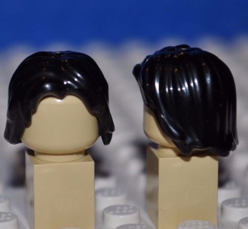 LEGO PARTS- 1X MINIFIGURE WIG/BLACK HAIR PIECE/MALE MID-LENGTH TOUSLED ...
