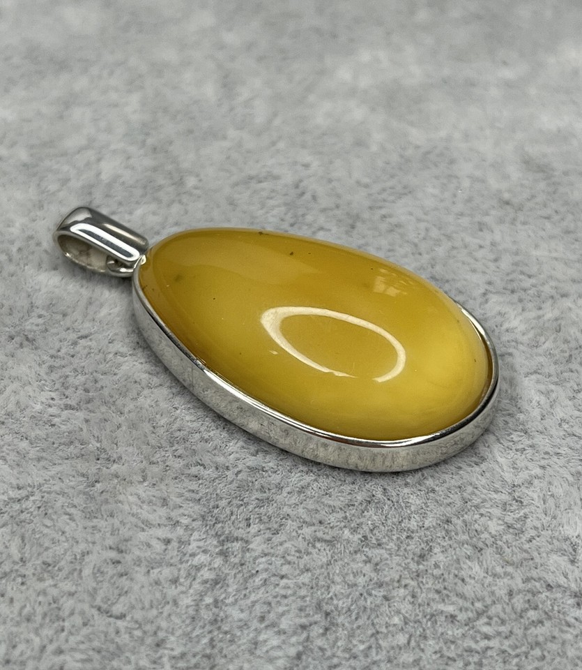BALTIC AMBER Jewellery. Yellow Amber.Egg Yolk Amber PENDANT with Sterling Silver | eBay