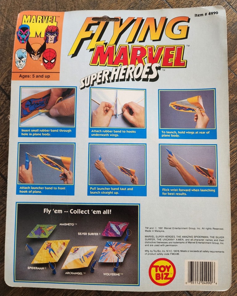 Marvel Comics Flying Superheroes X-Men Toy Glider Wolverine 1991 Toy ...