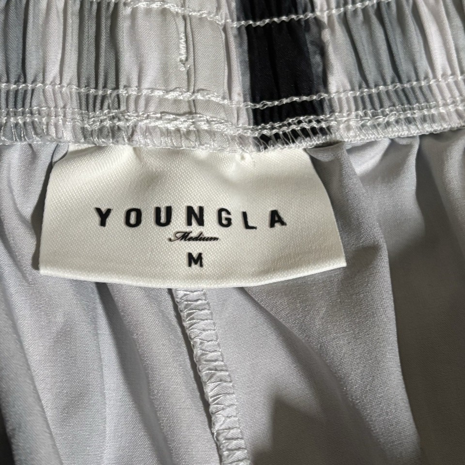 Young LA Ugly Pants Men’s M Black Gray Elastic Drawstring Waist Casual ...