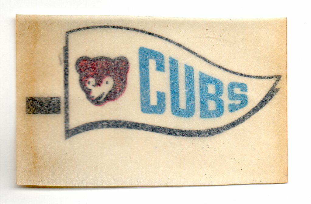 1966 TOPPS RUBB OFFS INSERT CHICAGO CUBS PENNANT LOGO VINTAGE 1960S ...