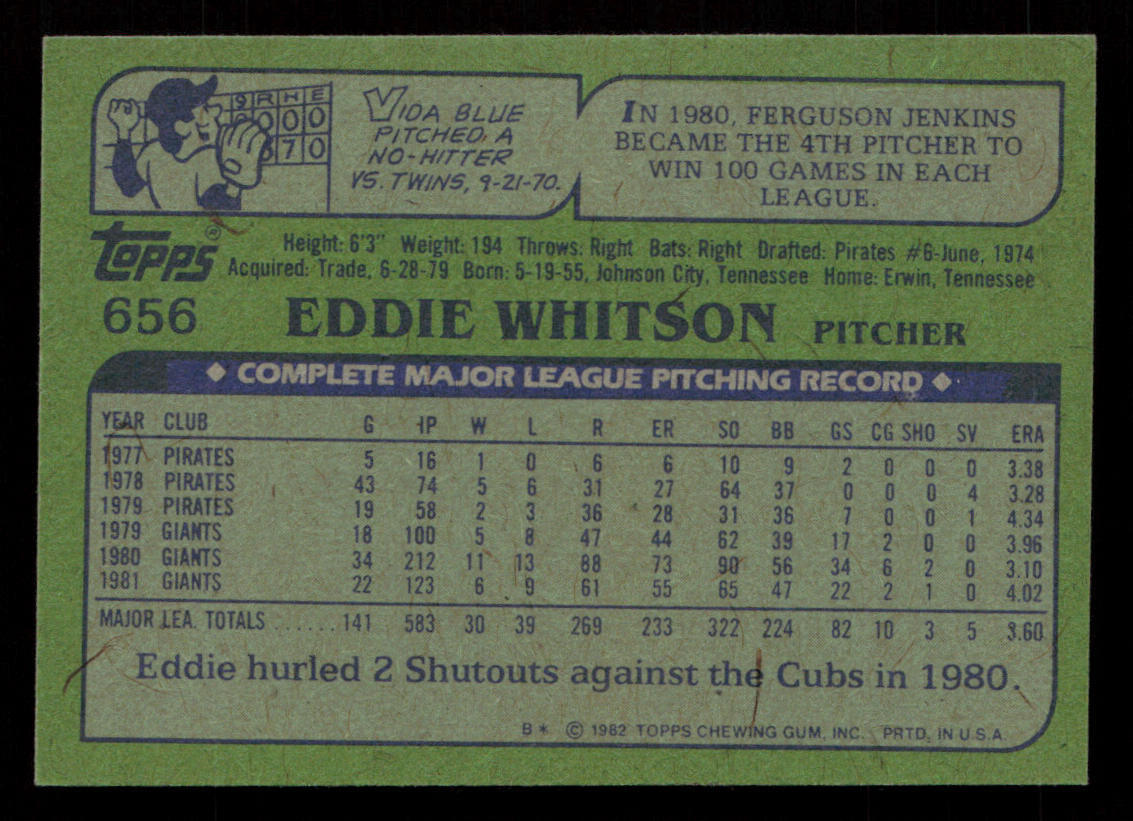 1982 Topps - #656 Ed Whitson for sale online | eBay
