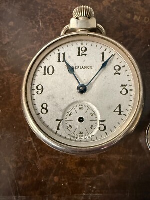 Vintage 1920's 10's Defiance Pocket Watch Dial & Case Back Silver ...