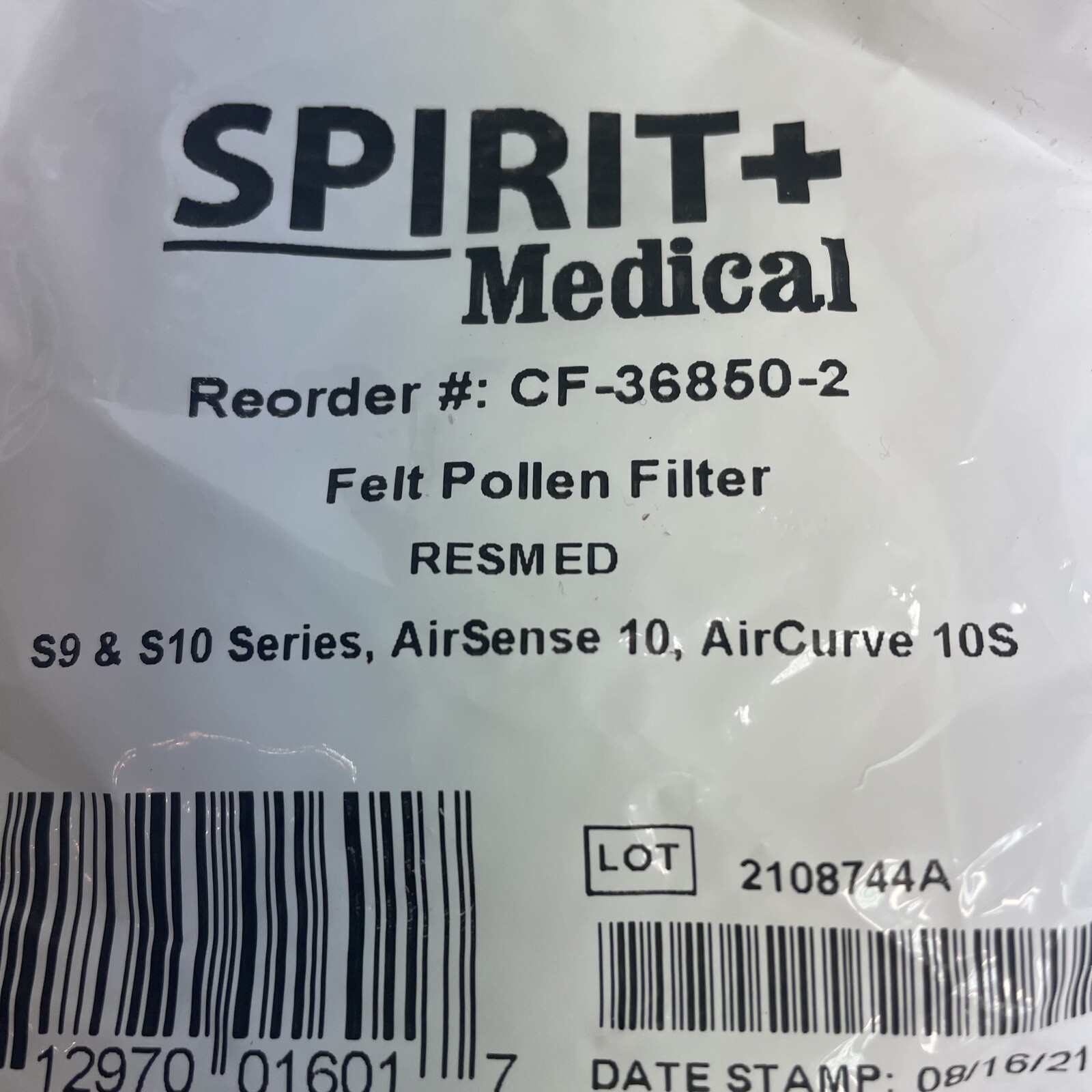 SPIRIT MEDICAL FELT POLLEN FILTER REORDER #CF -36850-2 2 PER PACKAGE | eBay
