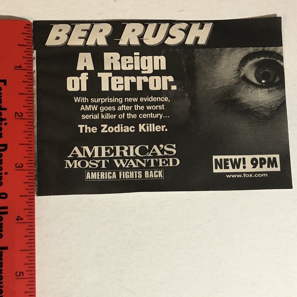 America’s Most Wanted Tv Guide Print Ad John Walsh The Zodiac Killer ...